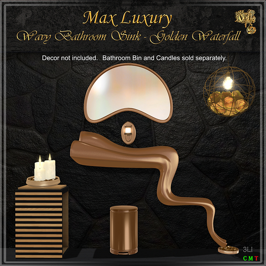 Second Life Marketplace Max Luxury Wavy Bathroom Sink Golden